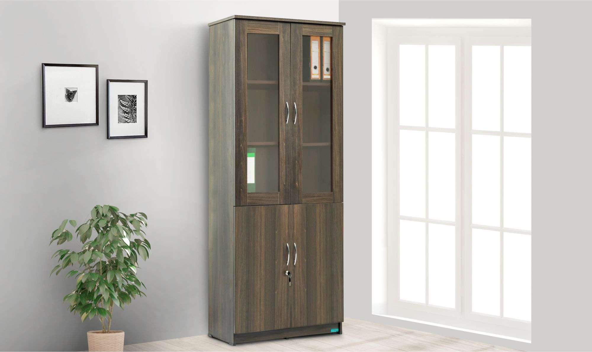 Bort Cupboard Half Glass Door | Damro