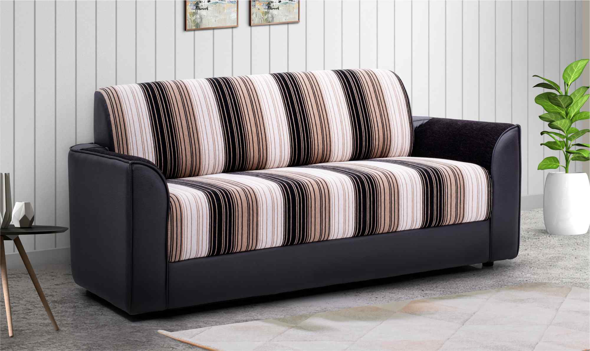 Leco Sofa 3 Seater - Fabric and Leatherette | Damro