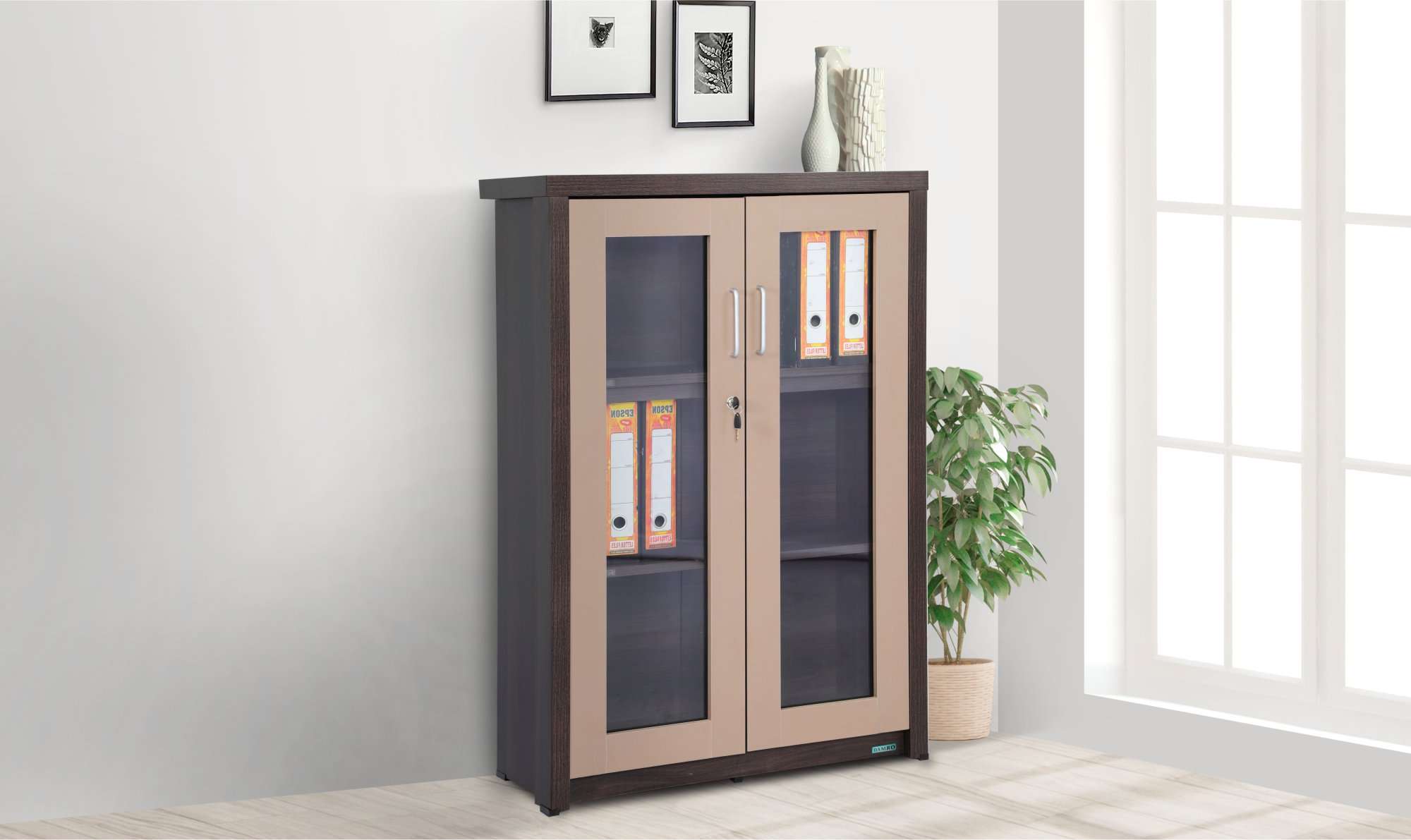 Spiffy Cupboard With 2 Half Glass Doors | Damro